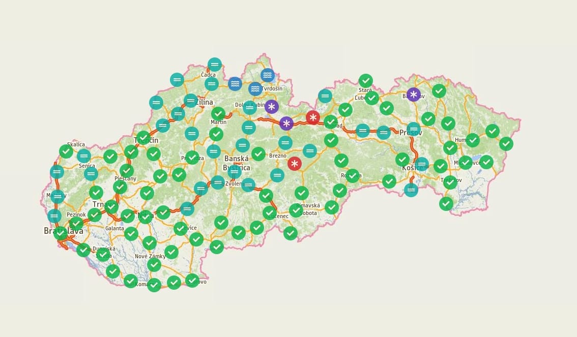 Slovenská správa ciest spustila interaktívnu mapu, vodičom ukazuje ...